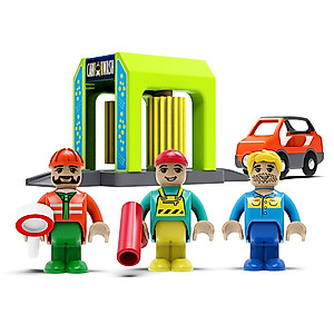 Wooden Train Accessories Car Washer for Railroad Train Track, Train Toys Accessory Compatible with All Major Brands of Train Set System, Railway Tracks Station for Kids Ages 3 and Up.
