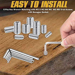 Bonost 440Pcs Set Screw Assortment Kit Metric - M2.5 M3 M4 M5 M6 M8 Stainless Steel Hex Allen Head Socket Grub Screw, Small Set Screws for Door Handles, Bathroom Fixture