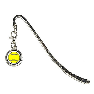 Tennis Ball Metal Bookmark Page Marker with Charm