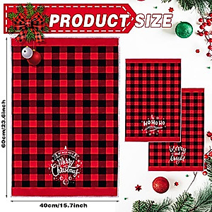 Tudomro 3 Pack Christmas Kitchen Dish Towels Red and Black Plaid Bathroom Hand Towels Buffalo Check Hand Dish Cloths Xmas Soft Washcloths for Home Holiday Party Decor, 23.6 x 15.7 Inches