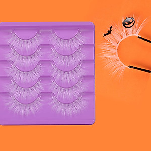 White Lashes Wispy False Eyelashes with Color 3D Mink Lashes Christmas Diy Cosplay Party Strip Eyelashes Pack, 5 Pairs