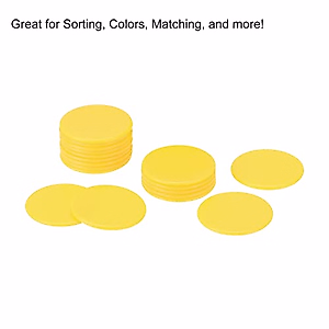 MECCANIXITY PVC Game Chips 3/4 Inch for Counting Playing Marker, Craft Projects, Solid Yellow Pack of 150
