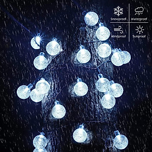 Solar Garden Lights 35FT 60LED Crystal Globe Solar String Lights, 8 Modes Waterproof String lights Outdoor, Solar Lights Outdoor for Garden,Yard,Patio,Wedding,Home party,Christmas,Decoration. (White)