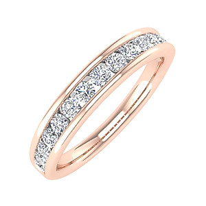 1/2 Carat Channel Set Diamond Wedding Band Ring in 14K Rose Gold (Ring Size 7)