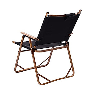 DYRABREST Outdoor Folding Camp Chair Wood Grain Portable Lawn Chairs 308 LBS Heavy Duty Travel Chair Aluminum Frame Lightweight Lounge Chair for Camping, Garden, Picnics, Patio, Beach (Black)