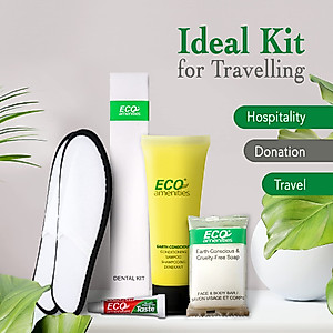 ECO Amenities 140 PIECE Bulk Hotel Toiletries Set - 30ml Conditioning Shampoo, 14g Bar Soap, Boxed Toothbrush and Toothpaste (40 each), Closed Toe Slippers (20 pairs) for Travel, Hotels, AirBnB Guests