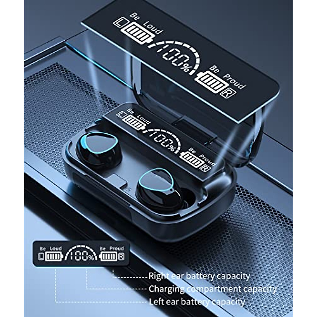 LELEBEAR TWS Bluetooth 5.1 Earphones 3500mah Waterproof Charging Box Ipx7 Waterproof Noise Cancelling Sports Touch Control Wireless Earphones (Dark Green)