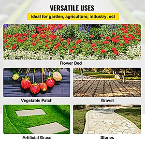 Happybuy 6x300ft Premium Weed Barrier Landscape Fabric Heavy Duty 2.4OZ, Woven Weed Control Fabric, High Permeability Good for Flower Bed, Geotextile Fabric Underlayment, Driveway Fabric Ground Cover