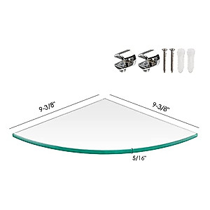 Kingrol 3 Pack Glass Bathroom Shower Shelves, Extra Thick Wall Mounted Shelves, Clear Floating Corner Shelves for Kitchen, Bathroom, Living Room, Office