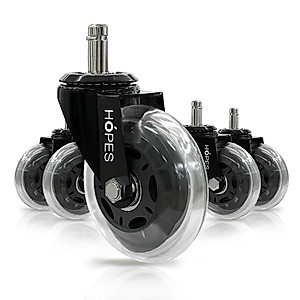 Hiera Office Chair Caster Wheels Gifts Set of 5 - Protect All Your Floors - 3'' Heavy Duty Replacement Desk Chair Casters M11*22 Stem - Best Protection for Your Floors (Black)