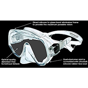 Atomic Aquatics Frameless Mask for Scuba Diving and Snorkeling, Black, Standard Fit
