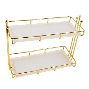 FTVOGUE Makeup Shelf Organizer, 2 Tier Bathroom Countertop Organizer with Vanity Tray Bathroom Trays forCounter, Storage for Cosmetics, Skincare, Perfume (S)