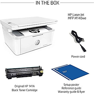 HP Laserjet MFP M140we Wireless All-in-One Monochrome Laser Printer for Home Office, White - Print Copy Scan - 21ppm, 600 x 600 dpi, and Bonus 6 Months Instant Ink, Cbmou Printer_Cable