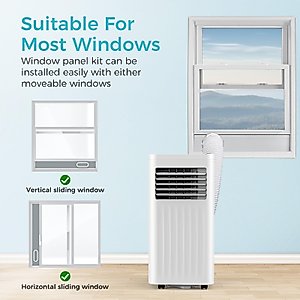 COWSAR 8,000 BTU Portable Air Conditioners with Remote, Portable AC Unit Cools Up to 350 Sq.Ft, Built-in Cool, Dehumidifier, Fan, Sleep Modes, Room Air Conditioners with LED Display/Swivel Wheels