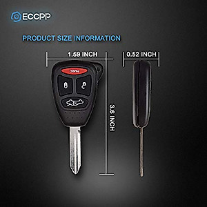 ECCPP 1X Key Fob Keyless Entry Remote Replacement for Chrysler 300 for D odge Charger Dakota Durango Magnum for J eep Grand Cherokee Commander KOBDT04A OHT692713AA 4 Buttons