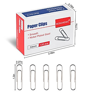 Paper Clips 720 pcs, Paper Clips Medium Size, Paperclips Office Supplies, No.1 Smooth Paper Clips Standard Size(6 Boxes of 120 Each)