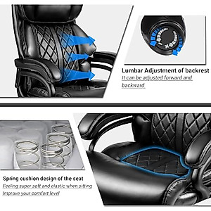 WILLMITA 400lbs Big and Tall Office Chair for Heavy People Executive Office Chair Wide Spring Seat Home Office Desk Chair with Heavy Duty Casters 360 Swivel Chair Computer PU Leather Chair (Black)