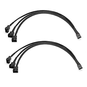 Gavemi Fan Splitter, PWM 4 Pin PC Case Fan Splitter Adapter Cable Compatible 3 Pin Fan, 12.6 inches