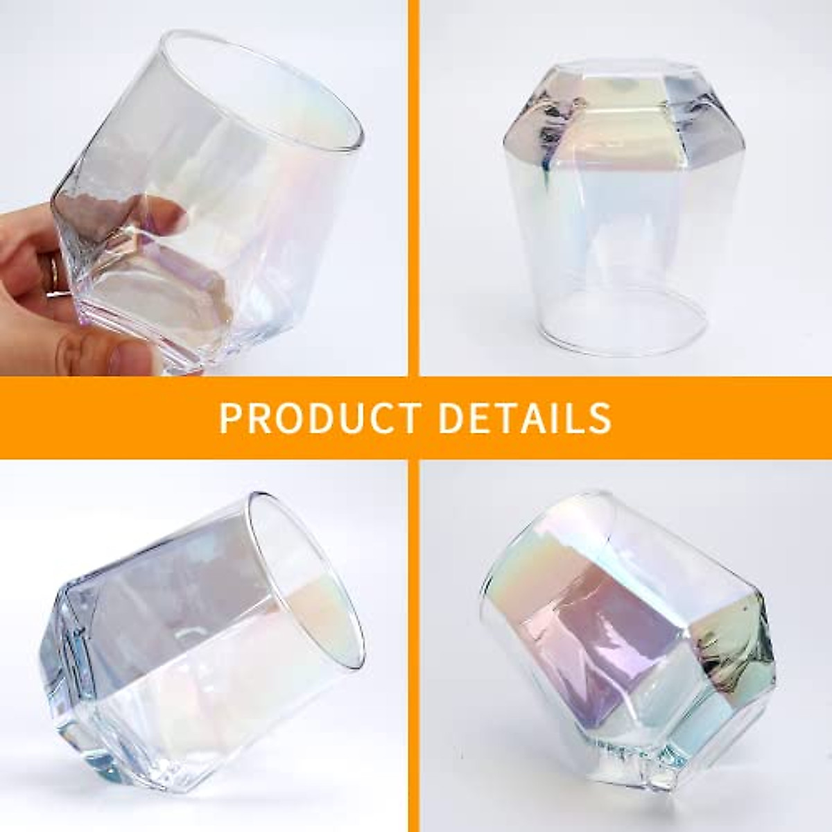 Nuxaoisgel Stemless Wine Glass Set Of 12,Iridescent Glassware For Gift,Modern Rainbow Wine Glass For Serving White Wine, Red Wine, Cocktail, Whiskey, Bourbon, Cool Water CUKBLESS(10 Oz)