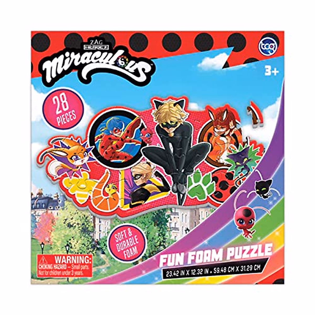 Miraculous Ladybug - Fun Foam Puzzle. Educational Gifts for Boys and Girls. Colorful Pieces Fit Together Perfectly. Great Birthday & Preschool Aged Learning Gift for Boys and Girls