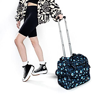 J World New York Donna Rolling Tote Bag on Wheels for Women. Roller Laptop Briefcase Work Weekender, Night Bloom