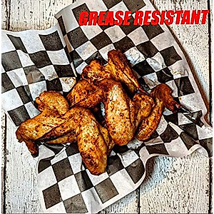 Fit Meal Prep [250 Sheets] 12x12" Deli Paper Sheets, Black and White Checkered Dry Waxed Sandwich Wrapping Paper, Grease-Proof Wax Paper for Food Basket, Picnic, Barbecue, Restaurants, Burgers, Fries