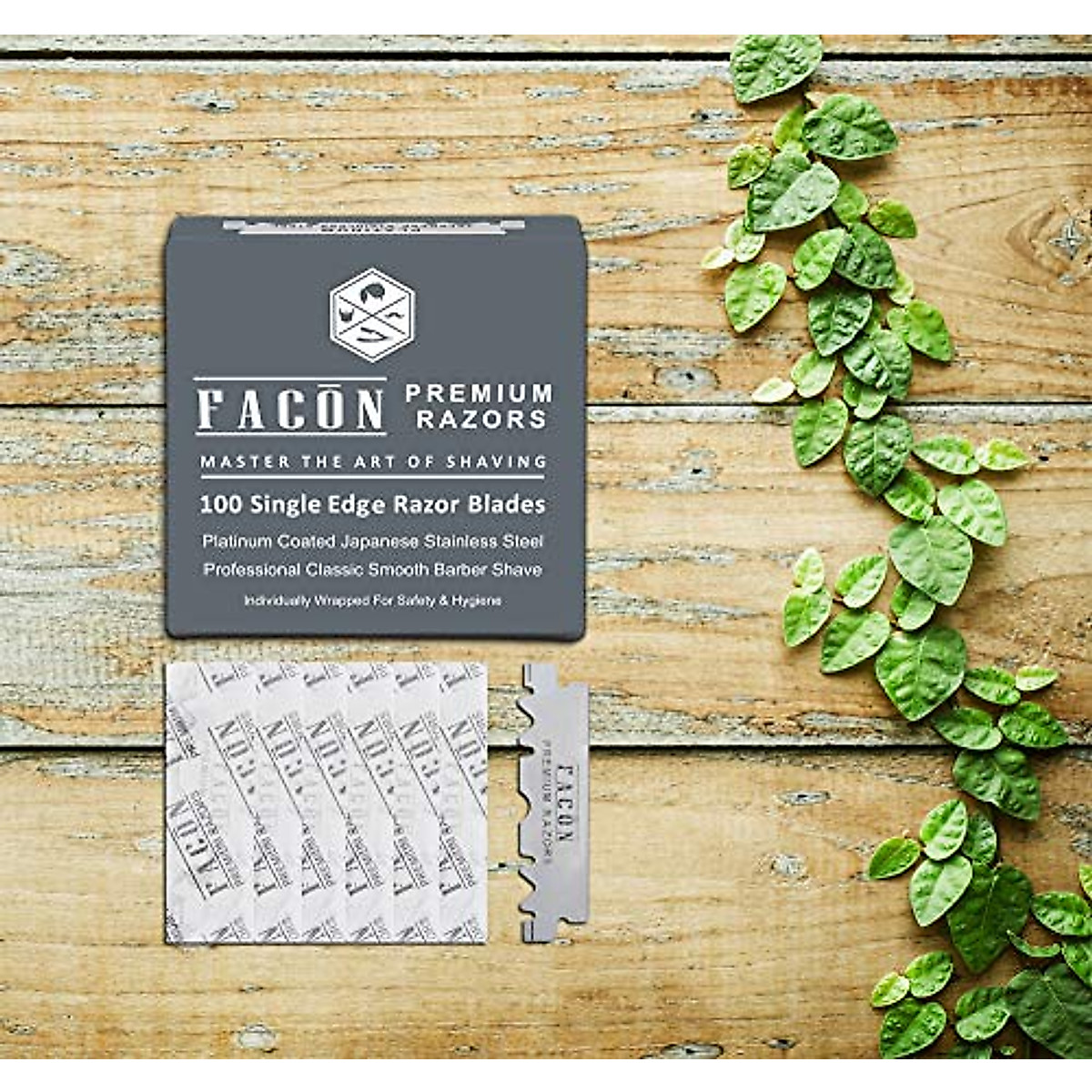 100 Facón Platinum Japanese Stainless Steel Single Edge Razor Blades for Professional Barber Straight Razor - 200+ Shaves