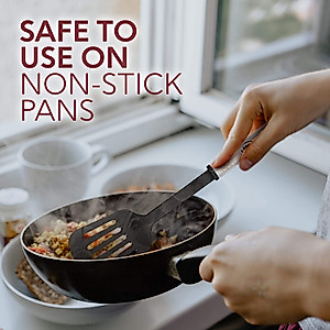 Kitchen Utensils Set - 24 PCS Nylon Cooking Utensils Set, Kitchen Spatula Set with Stainless Steel Handles - Heat Resistant Non-Stick Kitchen Tools - Black Kitchen Utensil Set