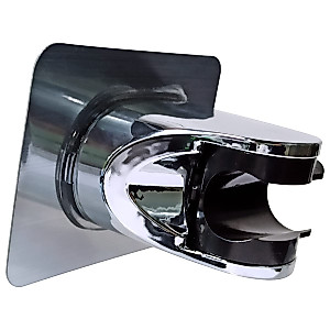 1Pcs Strong Adhesive Waterproof Shower Head Stand, Self Adhesive Shower Head Holder, Adjustable Handheld Shower Holder NO Drilling Wall Mount Waterproof for Shower Room, Chrome