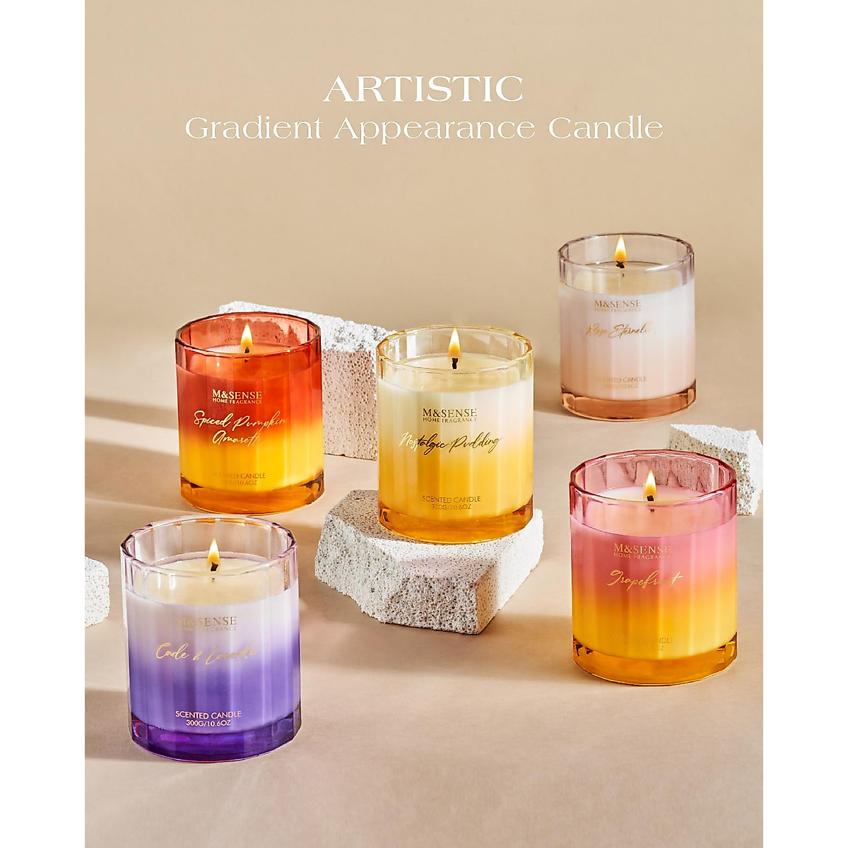 M&SENSE Apple Spice Soy Candles for Home Scented 10.6oz 60 Hour Long Lasting Slow Burning, Organic Natural Christmas Candle Highly Scented Winter Holiday Fragrance Gift for Women Men