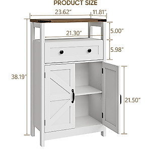 Befrases Bathroom Cabinet, Farmhouse Storage Cabinet with Drawer, Floor Storage Cabinet, Farmhouse Storage Cabinet for Bathroom, Kitchen, Living Room, Rustic Style Cabinet, White