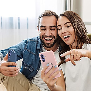 TUNKARMOR for Samsung Galaxy A14 5G Case: with 2 Pack Tempered Screen Protector & Built in 360° Adjustable Ring Kickstand Shockproof Protection Soft TPU Silicone Phone Cover (Blue)