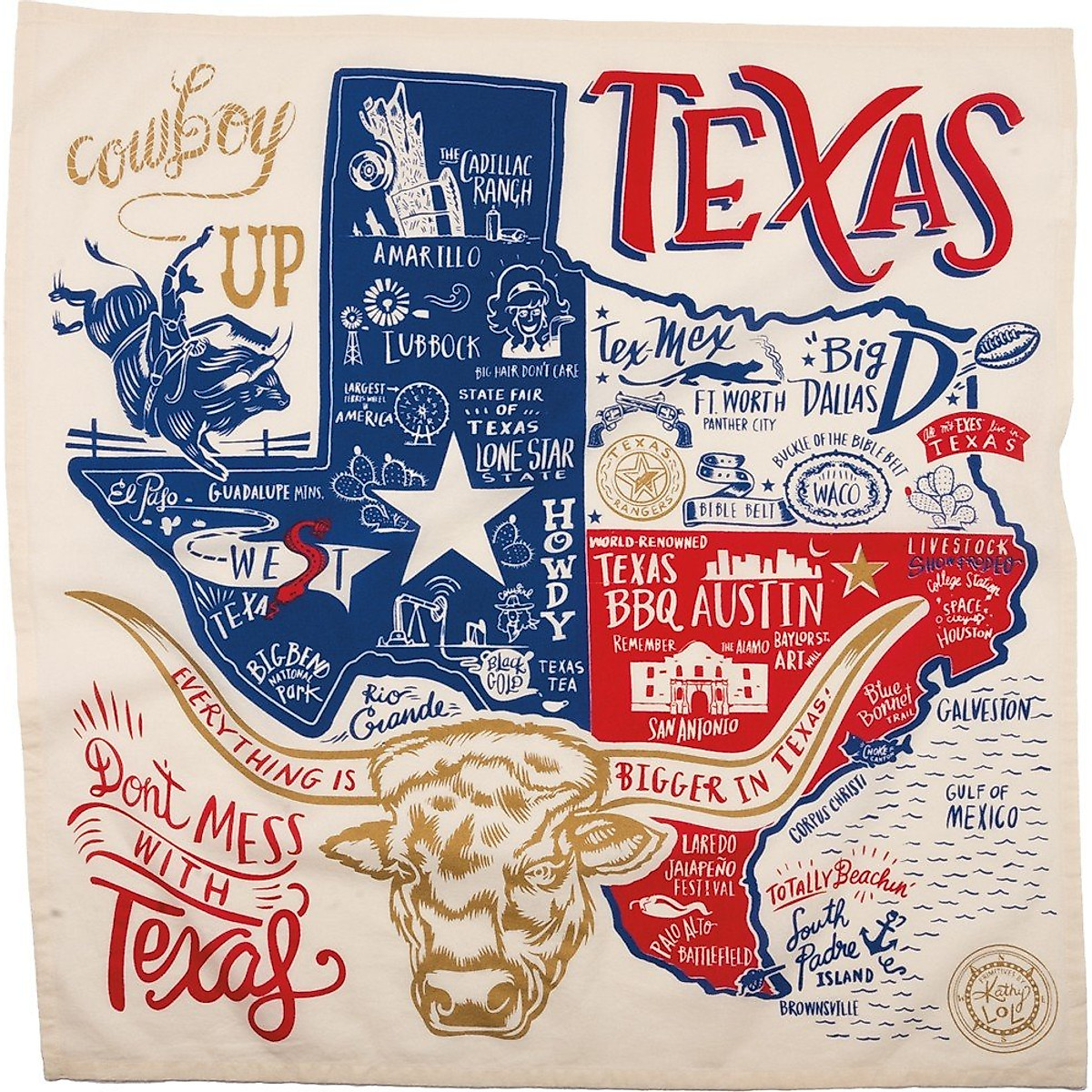 Primitives By Kathy LOL Made You Smile Dish Towel, Super Texas 28.00" x 28.00"