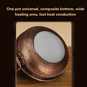 Chafing Dishes Chinese Induction Copper Hot Pot, Beijing Shabu-shabu Basin Copper Pot, Handmade Soup Pot With Sauerkraut Copper Pot For Domestic Commercial Use (Color : Brass, Size : 28cm)