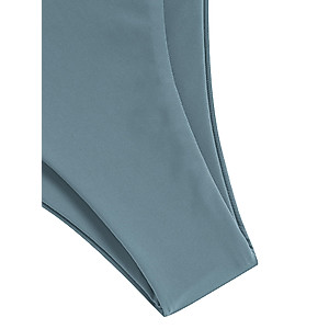 ZAFUL Women's Twist Front Bikini Sets Underwire Tie Back Bikini High Waisted Two Piece Swimsuit (1-Haze Blue, L)