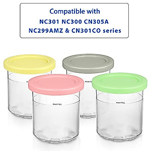 LOMILD 16oz. Extra Pint Containers, Replacement for Ninja Creami Pints And Lids-4 pack, Compatible with NC299AMZ NC301 NC300 Series, Dishwasher Safe & BPA-Free, Clear