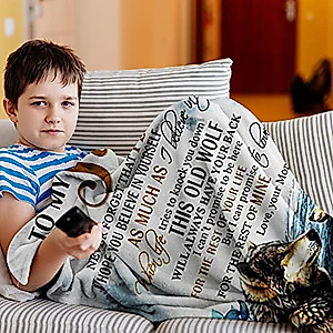 yuboo to My Son‘s Gifts from Mom Blanket,Sublimation Fleece Wolf Blanket Throw for Sofa Couch Bed Decor,60''x50'' for Teens Kids and Adults