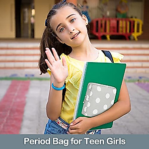 Desing Wish Sanitary Pad Storage Bag Portable Period Bag for Teen Pads/Sanitary Napkins/Small Tampons, Sanitary Napkin Storage Bag First Period Gifts for Teen Girls School (Grey Dot)