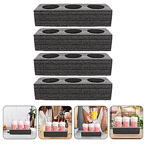 Operitacx 4pcs Takeout Cup Trays Foam Coffee Carrier Cup Carry Holder Beverage Drink Carrier to Go Drink Holder 3 Cups for Hot and Cold Drinks Milk Tea