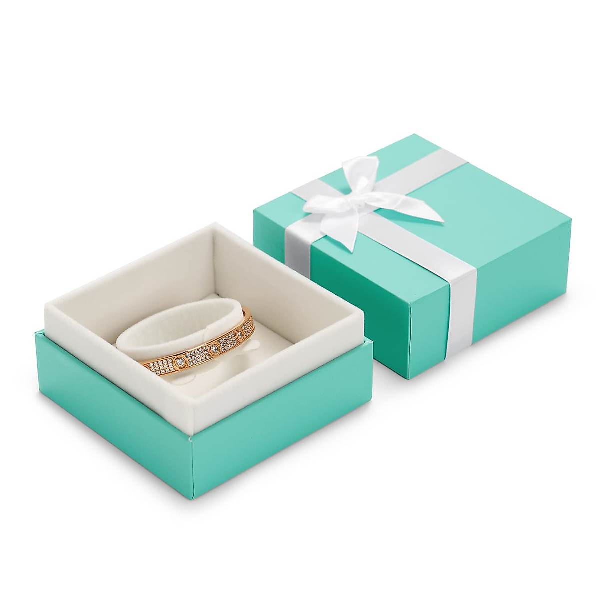 Oirlv Vintage Velvet Bracelet Gift Box Jewelry Bangle Gift Box with Ribbon for Wedding, Engagement, Proposal, Birthday and Anniversary