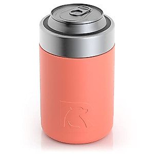 RTIC Can Cooler Insulated, Beer, Beverage, Soda Can Cooler with Lid, Stainless Steel Metal, Double Wall Insulation Coozie for Cans, Sweat Proof, 12oz, Coral