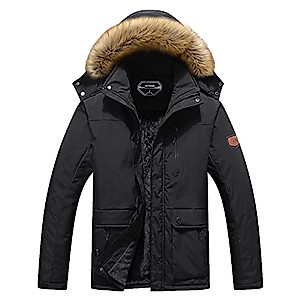 MOERDENG Men's Winter Snow Coat Warm Ski Jacket Waterproof Hooded Work Outerwear