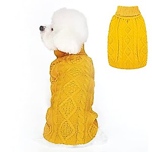 Dog Sweater - Classic Turtleneck Knitted Cable Knit Dog Jumper Coat, Warm Pet Winter Clothes Outfits for Pet Dogs Cats Puppy Kitty in Cold Season