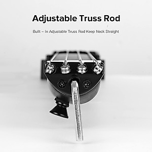 Batking Travel Bass Guitar, Headless Electric Bass 4 Strings in Black Color with Gigbag