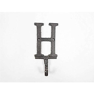 Cast Iron Letter H Alphabet Wall Hook 6" - Vintage Cast Iron - Cast Iron Home D
