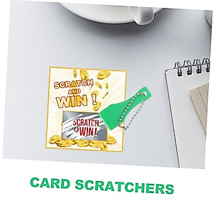 ifundom 20 Pcs Multi-use Plastic Scraper Tool Efficient Lotto Ticket Scratcher Portable Label and Film Remover Plastic Scraper Hanging Keychain