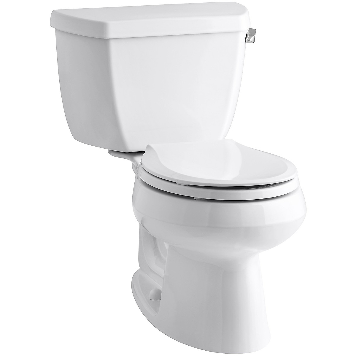 Kohler K-3577-RA-0 Wellworth Classic 1.28gpf Round-Front Toilet with Class Five Flushing Technology and Right-Hand Trip Lever, White, 12 Inch