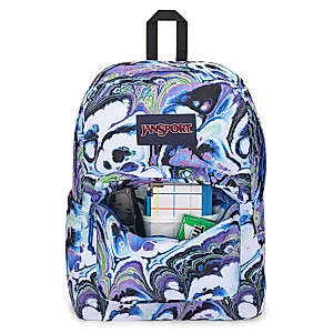 JanSport Superbreak Backpack - Durable, Lightweight Premium Backpack, Marble Mood Blue Iolite