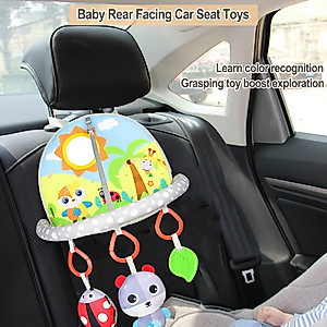 AIPINQI Car Seat Toy for Infants, Rear Car Seat Hanging Toys for Baby, Kick and Play Activity Center for Rear and Forward Facing, Easier Drive for Newborn, Baby’s Travel Companion, Bear