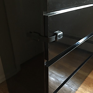 BabyKeeps Child Safety Locks - Latches to Baby Proof Cabinets, Drawers, Appliances - No Drilling - Plus Extra 3M Adhesive Included - Adjustable Length (Black)